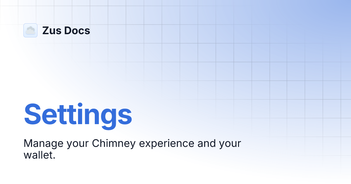 Settings | Zus Docs
